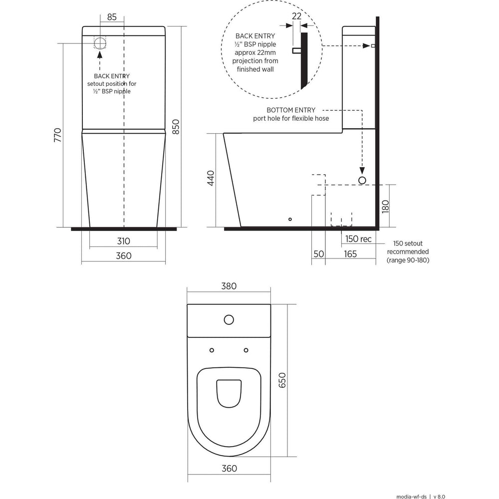 Modia Wall Faced Toilet Suite – Icon Bathware